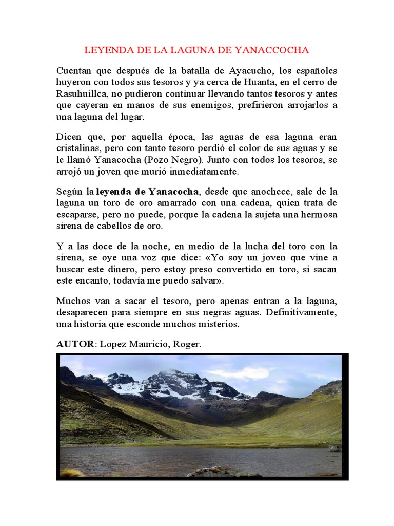 Leyenda de La Laguna de Yanaccocha | PDF