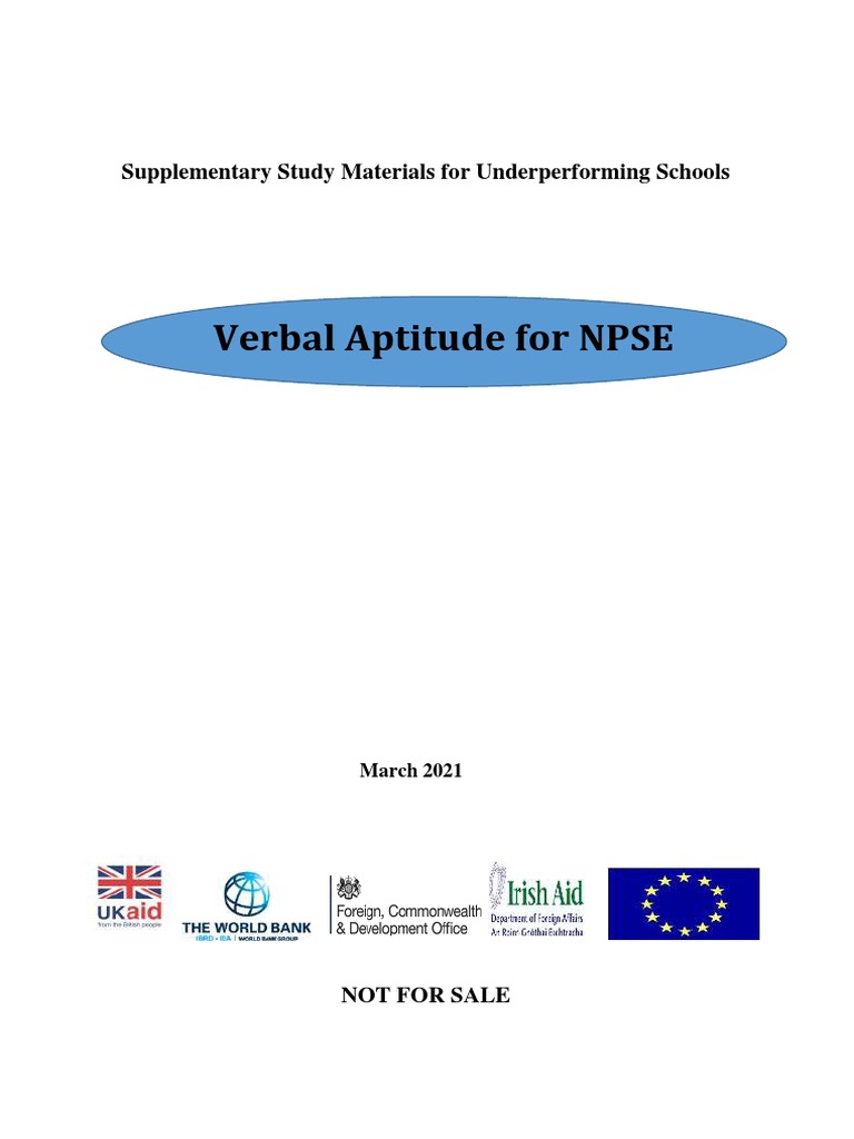 Verbal Aptitude For Npse | PDF | Reading Comprehension | Cognition