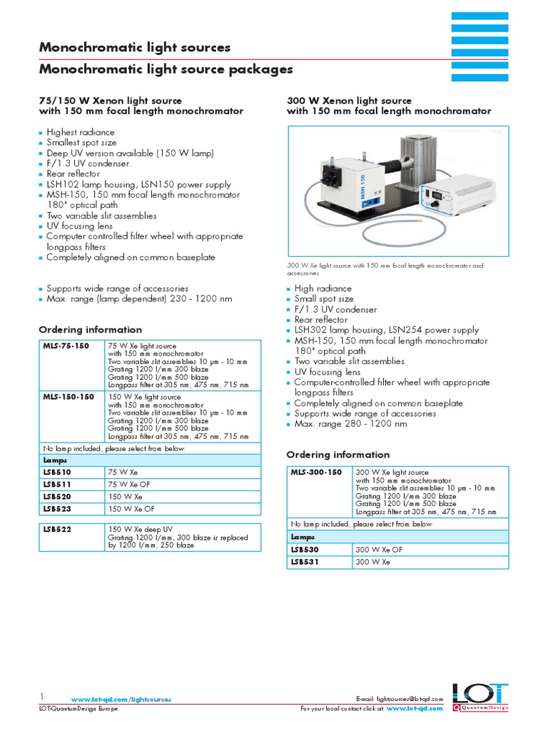 Monochromatic Light Sources Monochromatic Light Source Packages ...