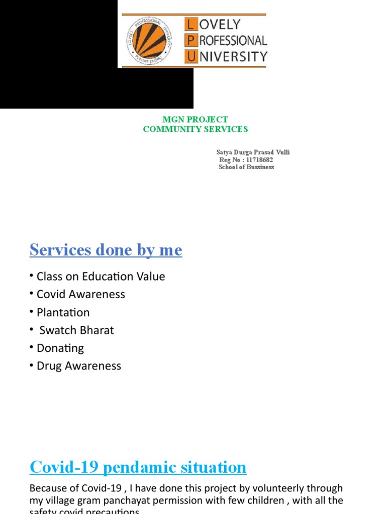 MGN Project Community Services: Satya Durga Prasad Vulli Reg No ...