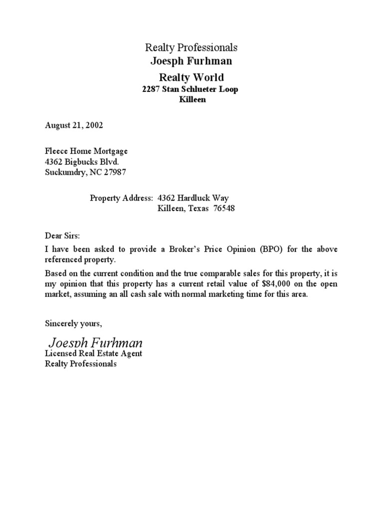 Broker Price Opinion | PDF