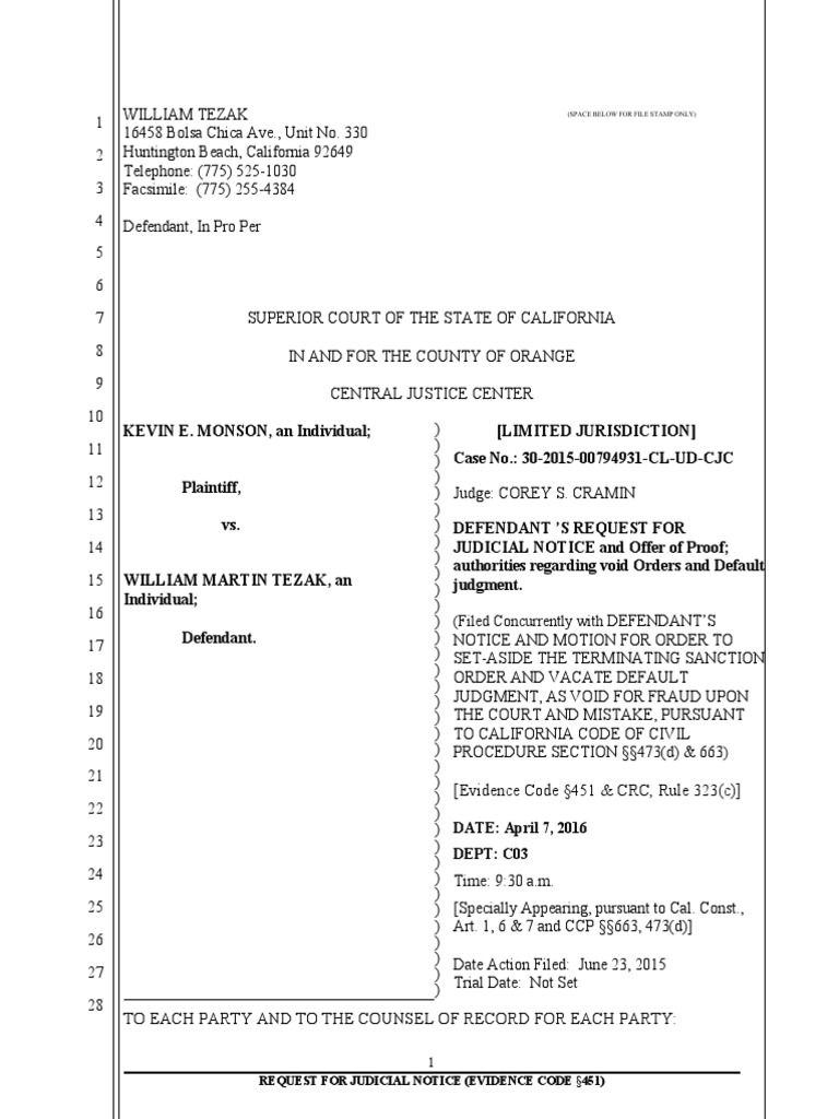 Vacate-Judicial Notice-Voids | PDF | Judgment (Law) | Discovery (Law)
