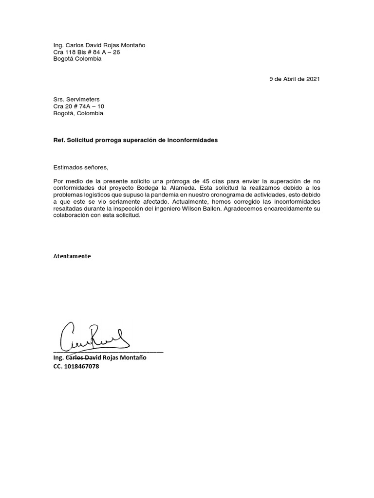 Carta de Prorroga | PDF