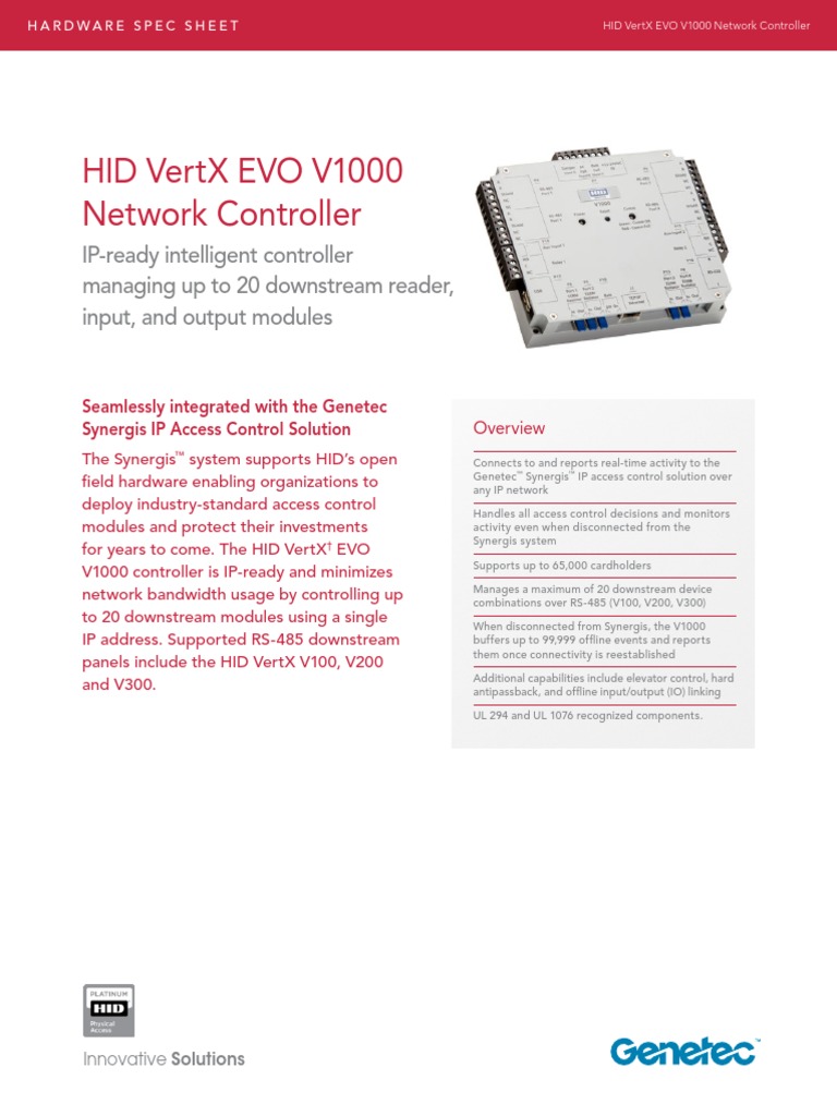En Genetec HID Global VertX EVO V1000 Specifications Sheet | PDF ...