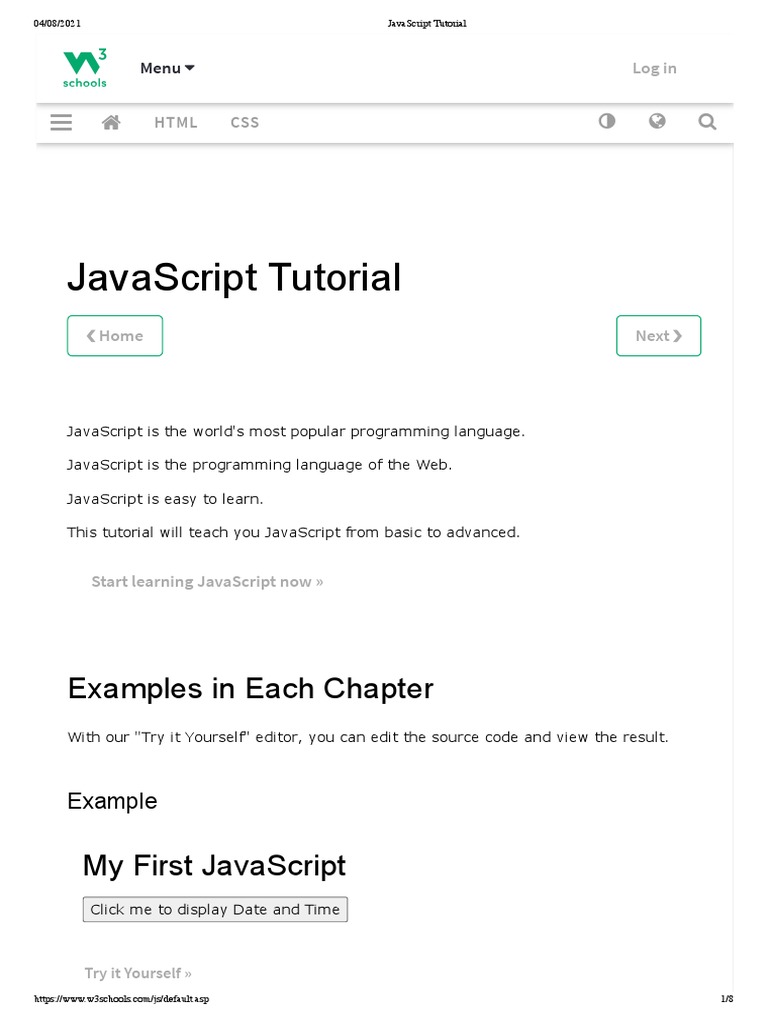 Javascript Tutorial: Examples in Each Chapter | Download Free PDF | Java Script | World Wide Web