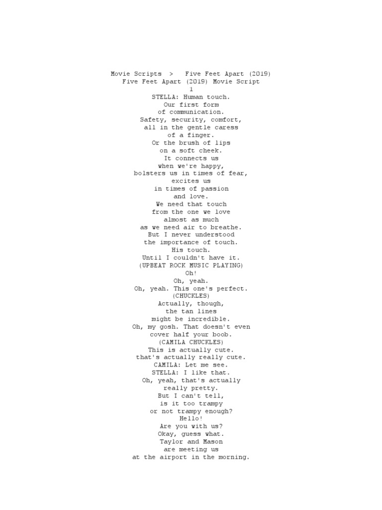 5 Feet Apart - Script | PDF