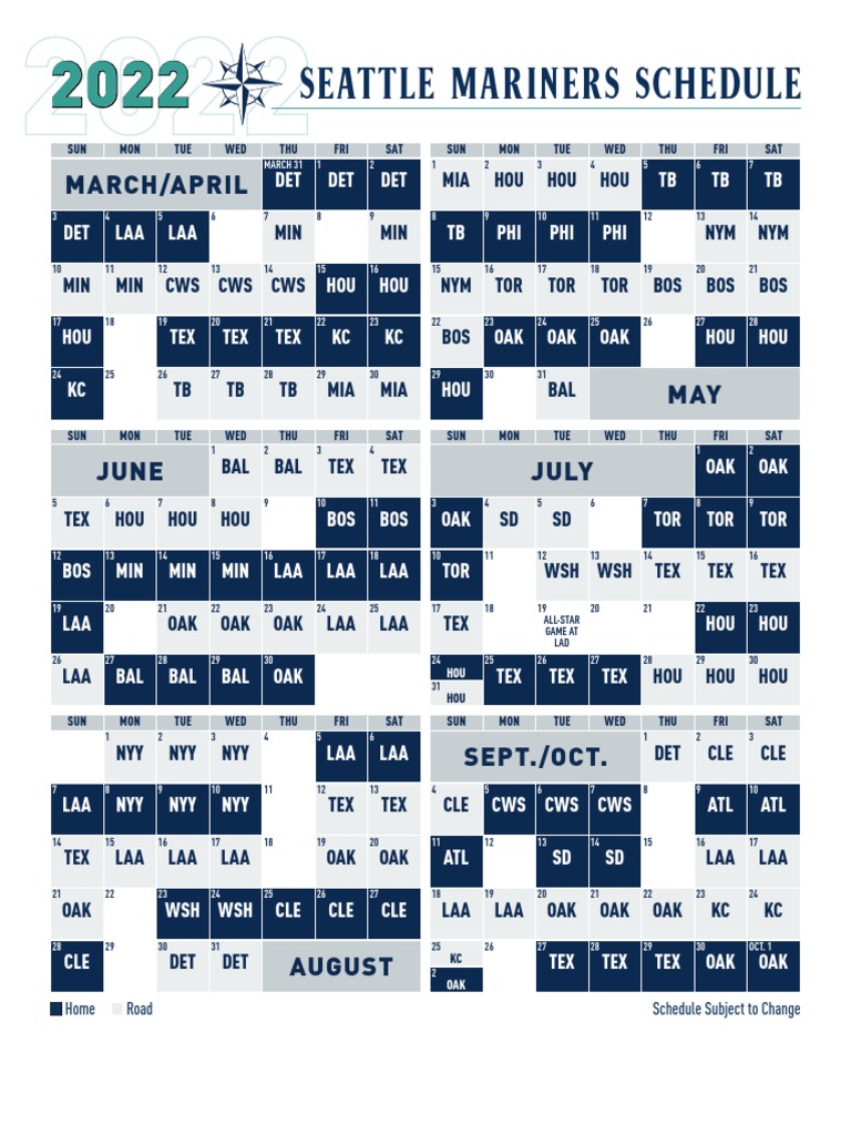 Seattle Mariners Schedule: March/April | PDF