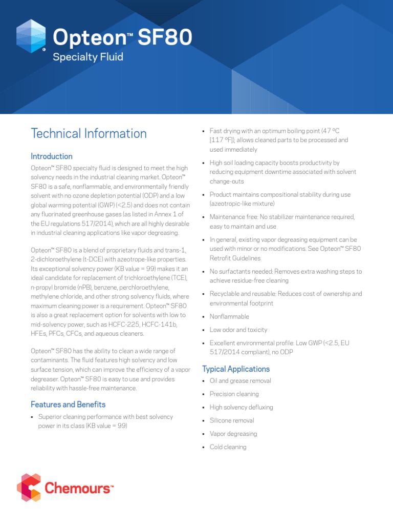 Opteon SF80: Technical Information | Download Free PDF | Plastic | Poly ...