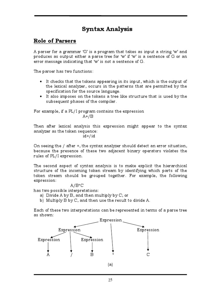 Syntax Analysis: Role of Parsers | PDF | Parsing | Computer Programming
