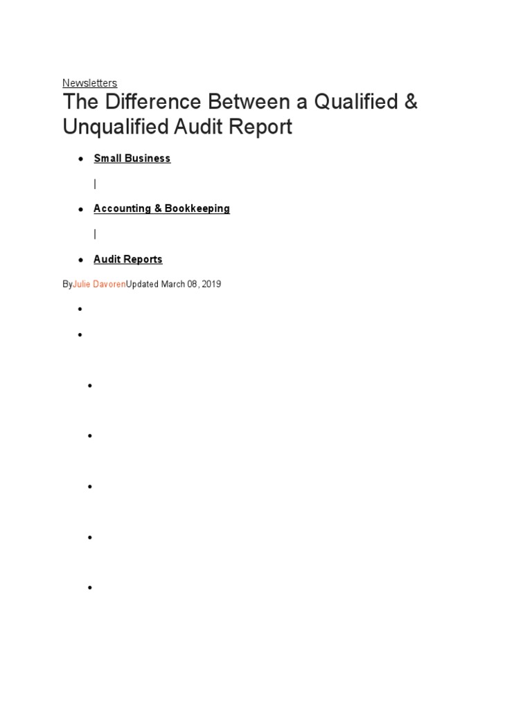 Qualified Audit Report | PDF | Auditor's Report | Audit