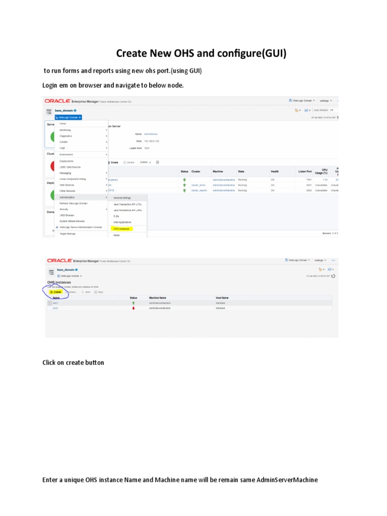 Configure New OHS Instance Setup | PDF