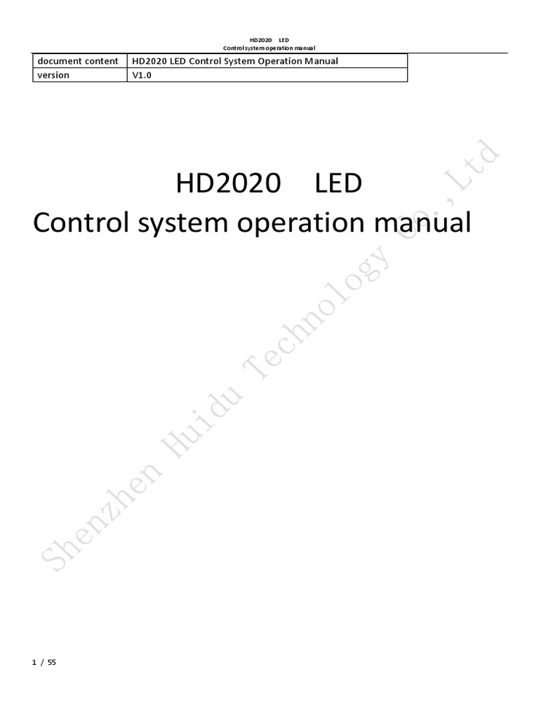 HD2020 Operating Instruction V1.0 | PDF | Computer Network | Ip Address