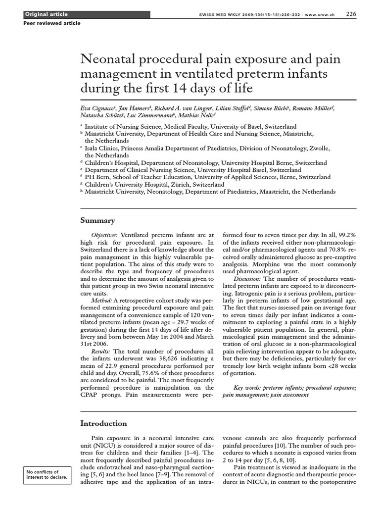 Neonatal Procedural Pain Exposure and Pain Management in Ventilated ...