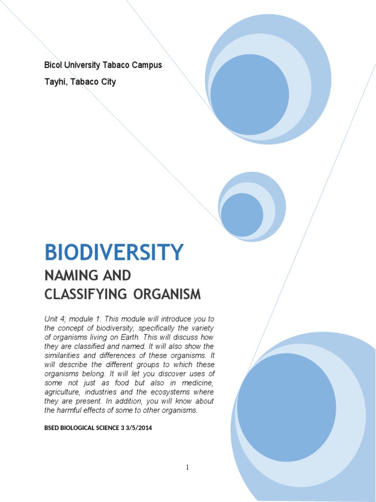 Biodiversity: Naming and Classifying Organisms | PDF | Lesson Plan ...
