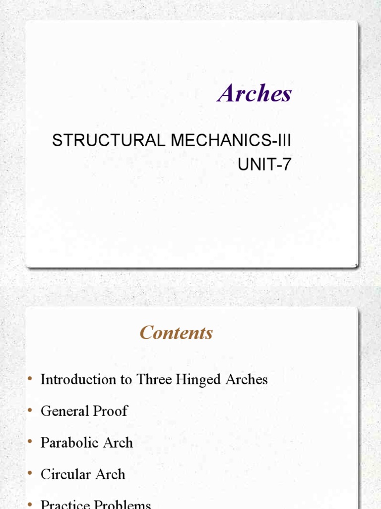 UNIT 7-ARCHES (Structural Mechanics) | PDF | Beam (Structure) | Applied ...