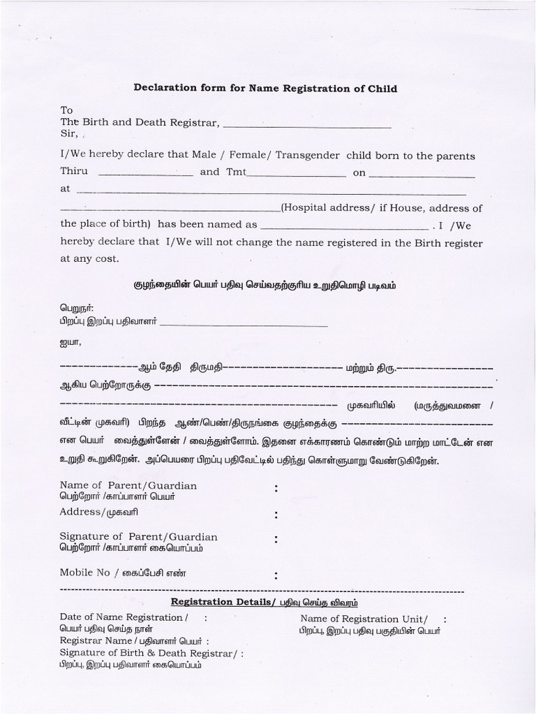 Name Declaration Form | PDF
