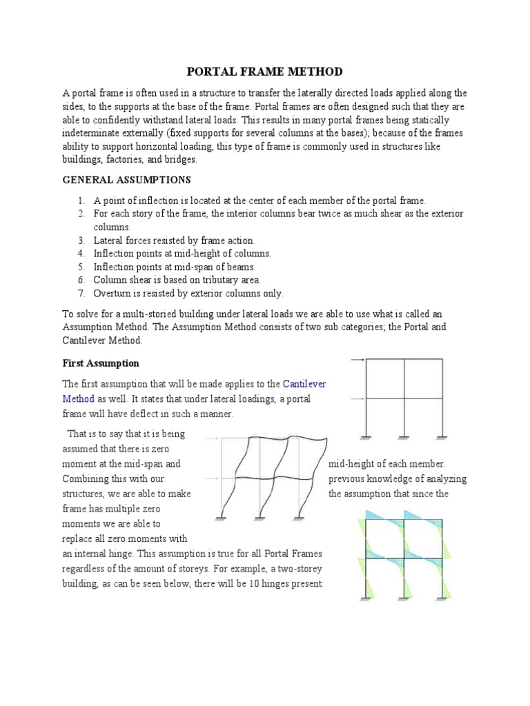 Portal Frame Method: General Assumptions | PDF | Applied And ...