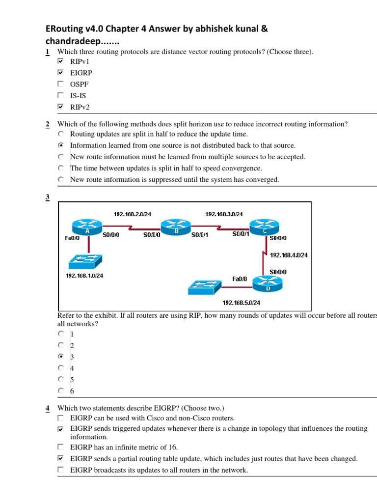 Erouting V4.0 Chapter 4 Answer by Abhishek Kunal & Chandradeep...... | PDF | Routing | Router ...