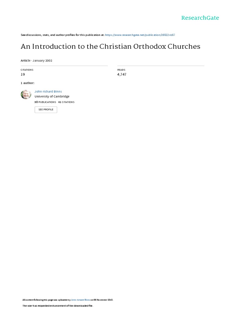 An Introduction To The Christian Orthodox Churches: January 2002 | PDF ...