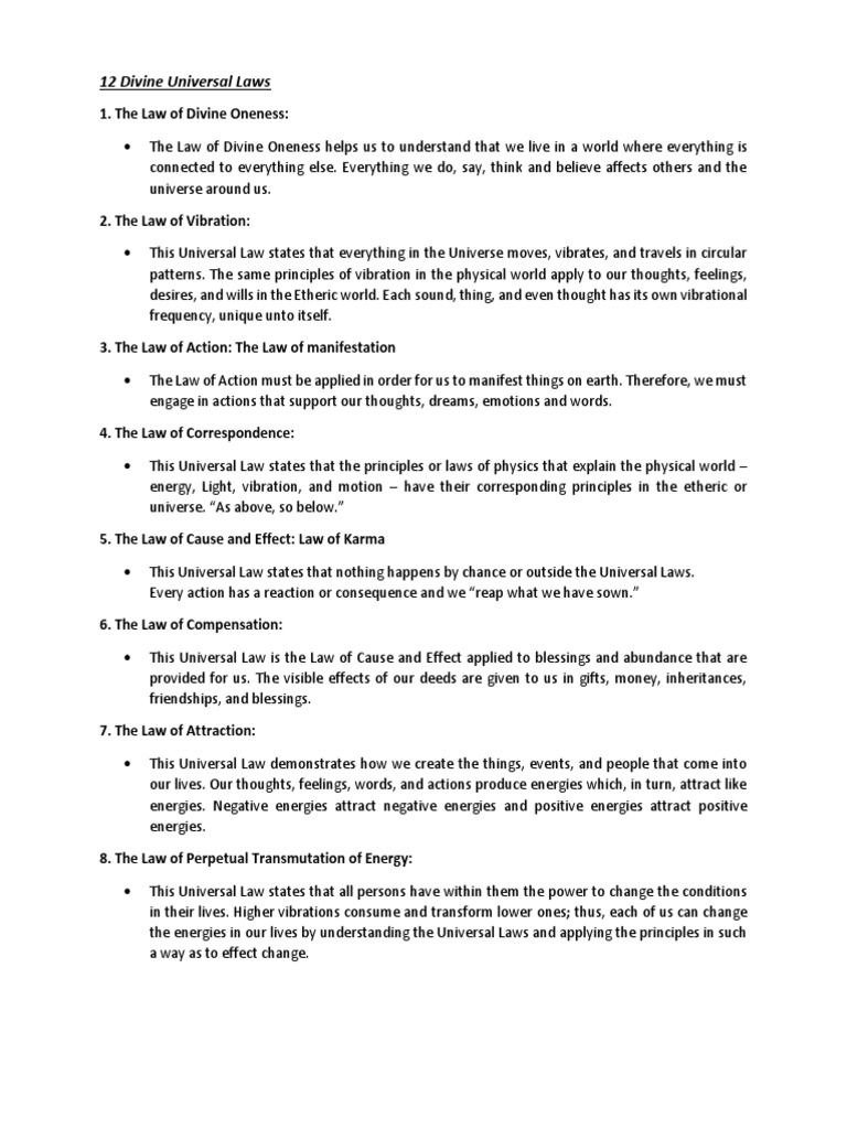 12 Divine Universal Laws Explained | PDF | Yin And Yang | Universe