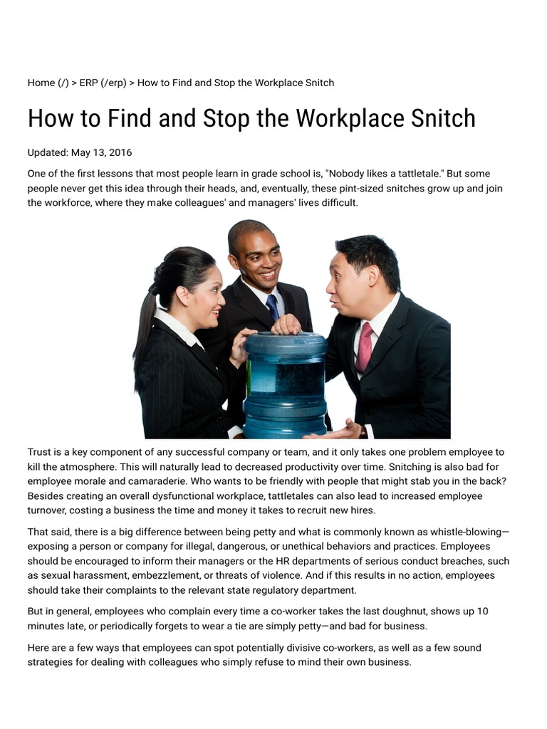 How To Find and Stop The Workplace Snitch | PDF | Enterprise Resource ...