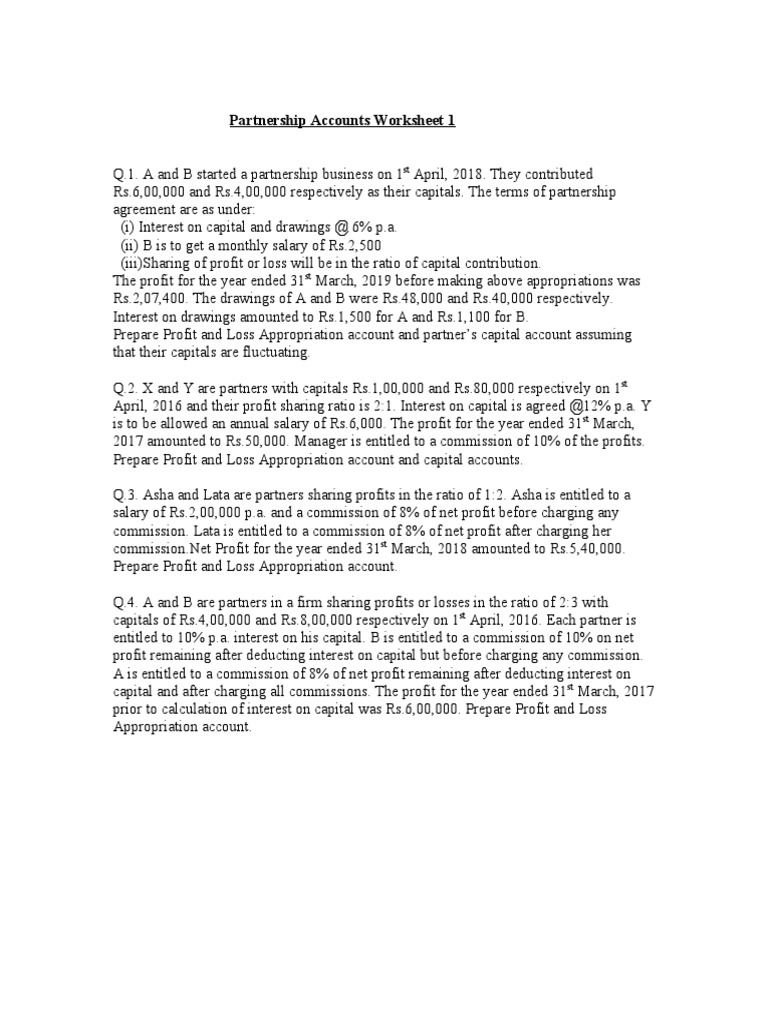 Partnership Accounts and Profit Sharing | PDF