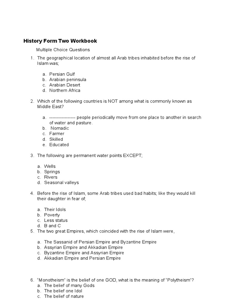 History Form Two Workbook | PDF | Muhammad | Hadith