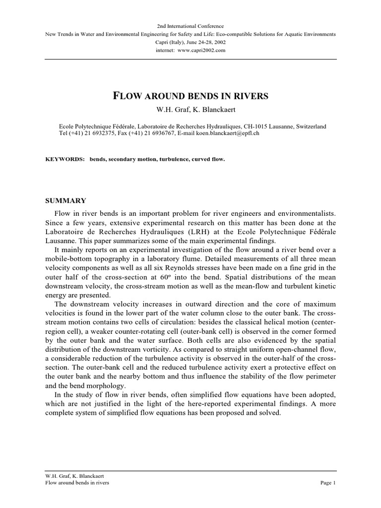 Flow Around Bends in Rivers | PDF | Fluid Dynamics | Turbulence
