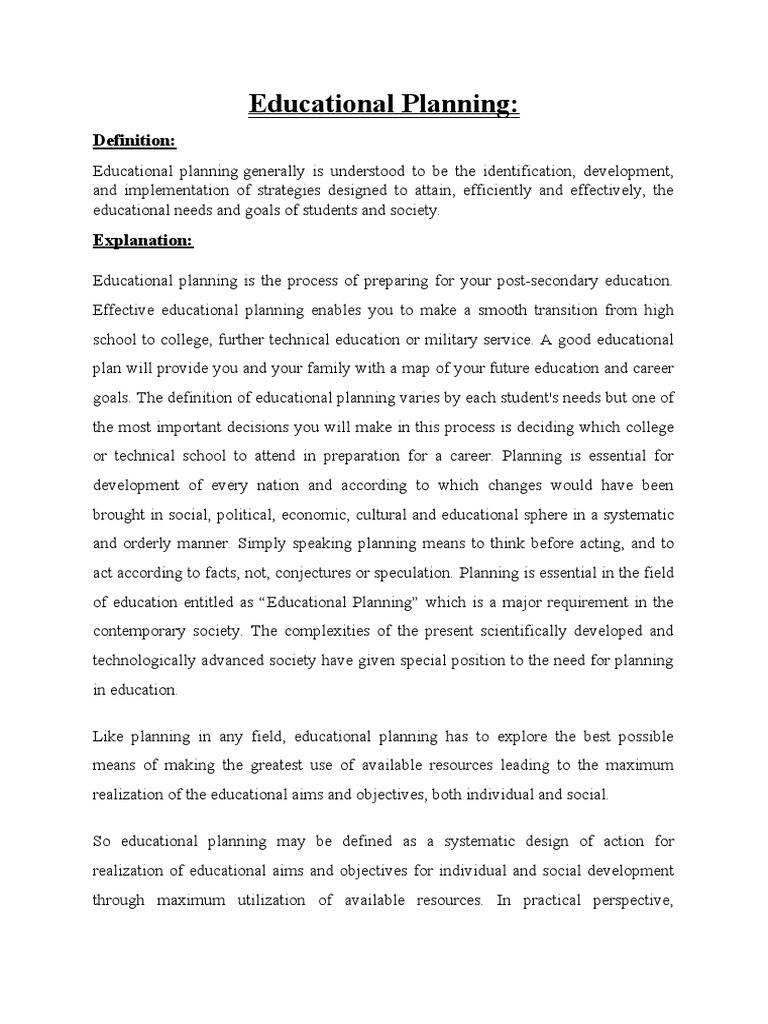 Educational Planning:: Definition | PDF | Curriculum | Education Theory
