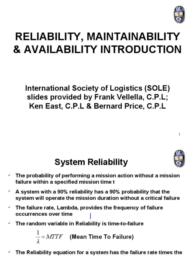 Reliability, Maintainability & Availability Introduction | PDF | Reliability Engineering | System