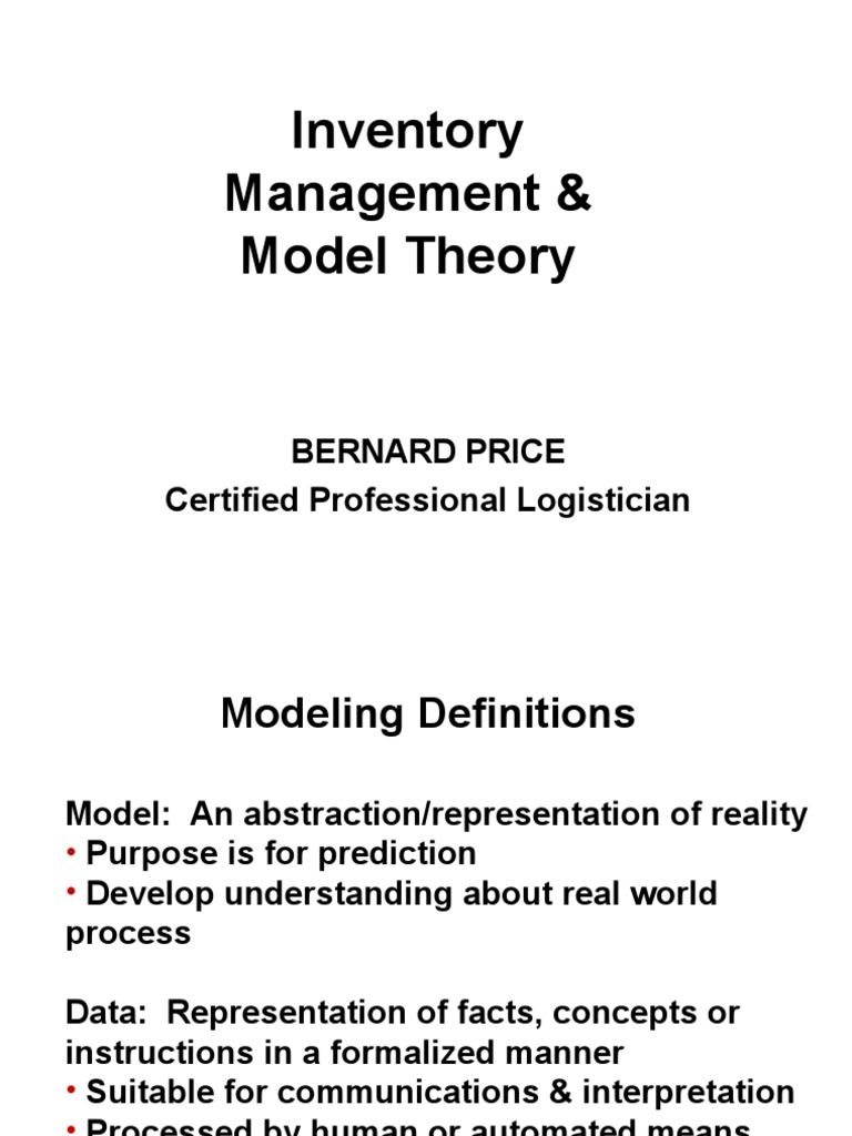 Inventory Management & Model Theory: Bernard Price Certified ...