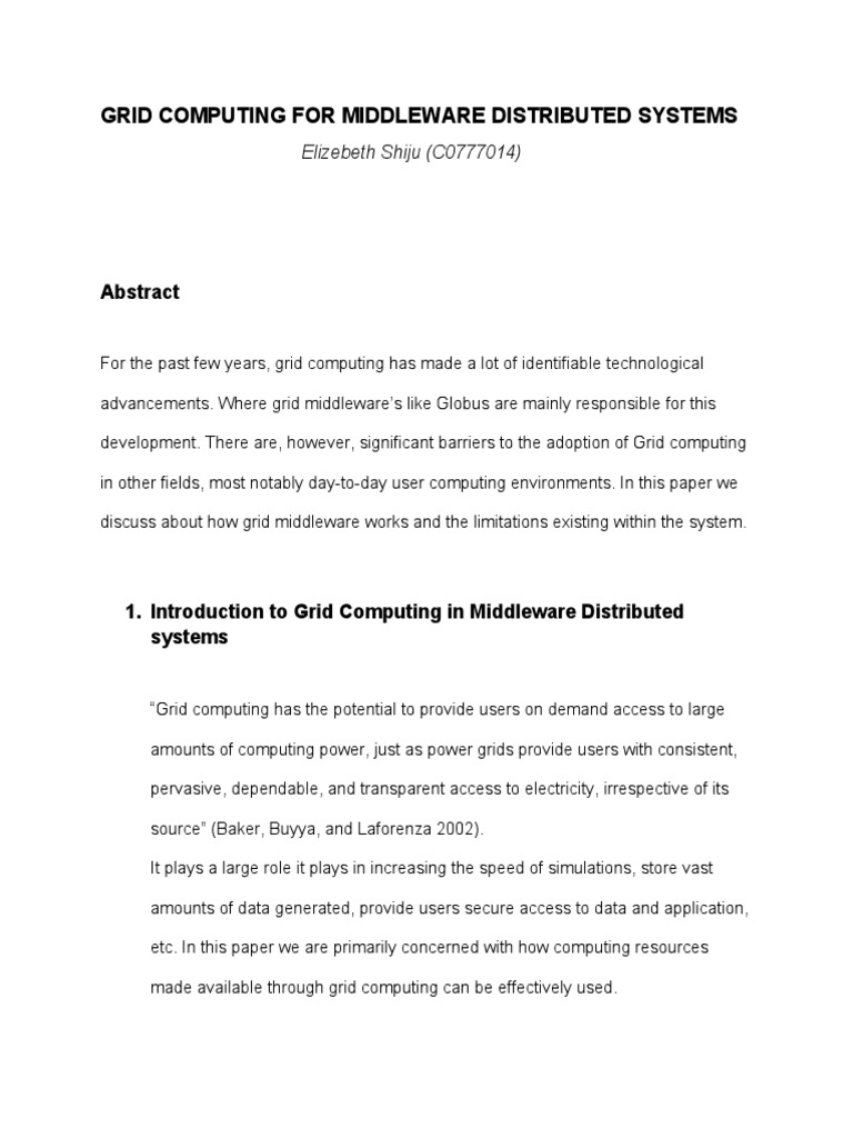 Grid Computing For Middleware Distributed Systems Pdf Grid Computing Computer Cluster