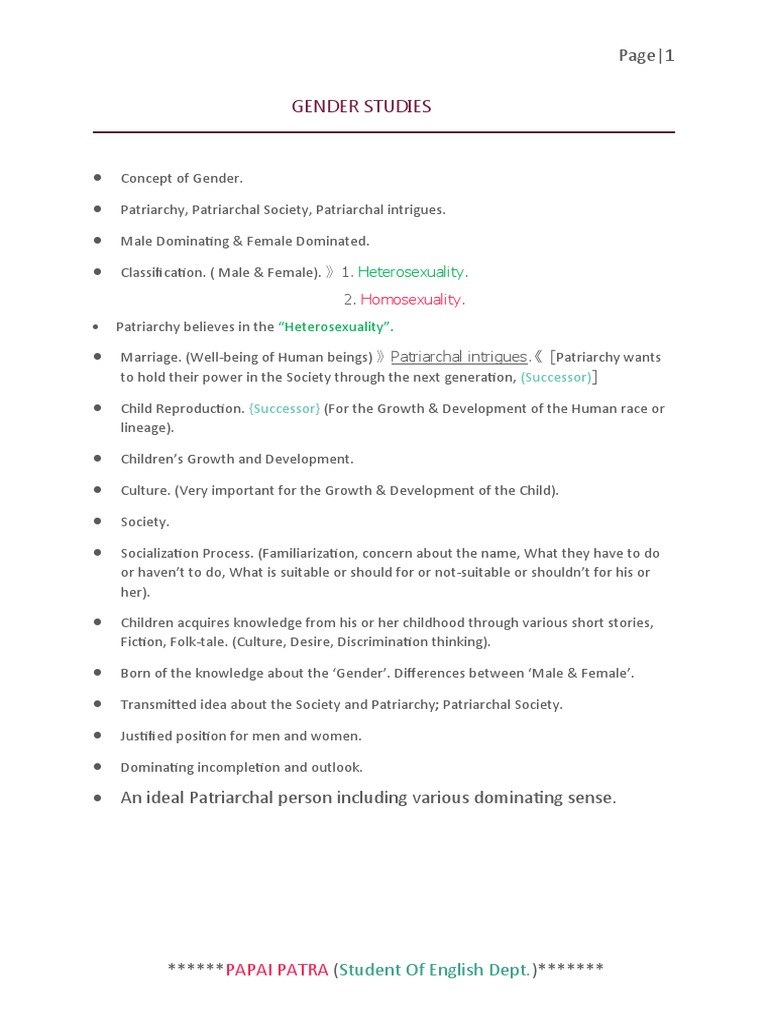 Gender Studies | PDF | Patriarchy | Gender Studies