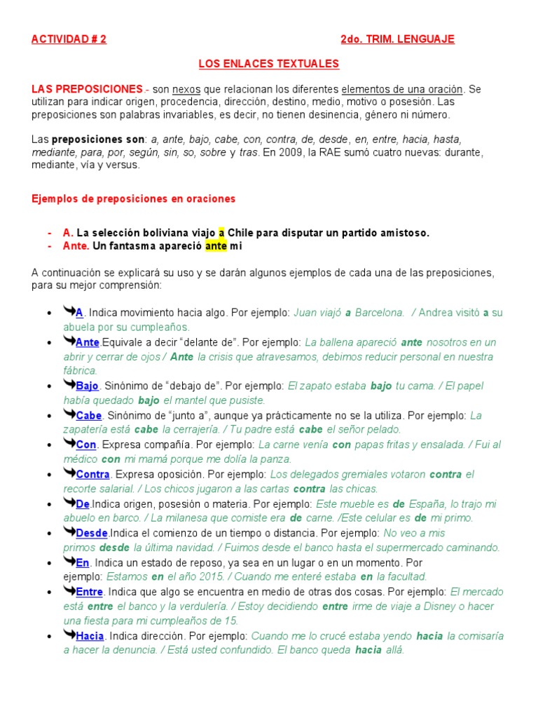 Act. 2 Enlaces Textuales | PDF | Oración (Lingüística) | Palabra