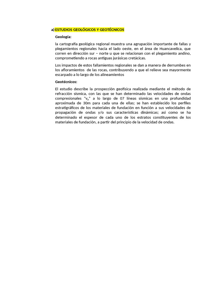 Estudios Geológicos y Geotécnicos | PDF | Ciencias sociales | Viajes y ...