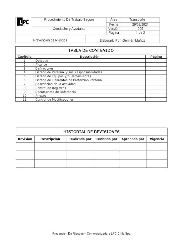Formato para Elaborar PTS | PDF | Dolor lumbar | Sistema musculoesquelético