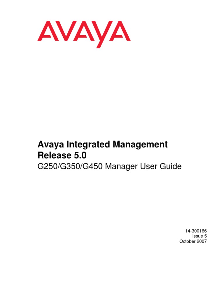 Avaya Integrated Management Release 5.0: G250/G350/G450 Manager User ...