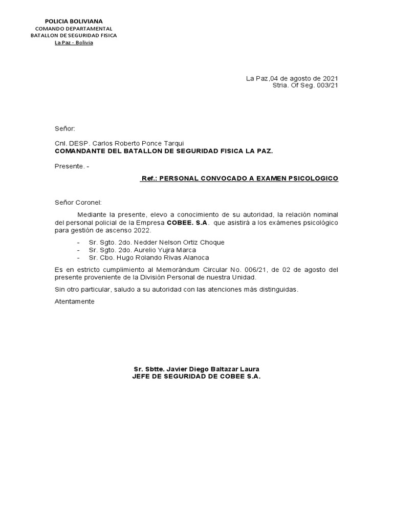 Memo 006 Psicol 2022 | PDF