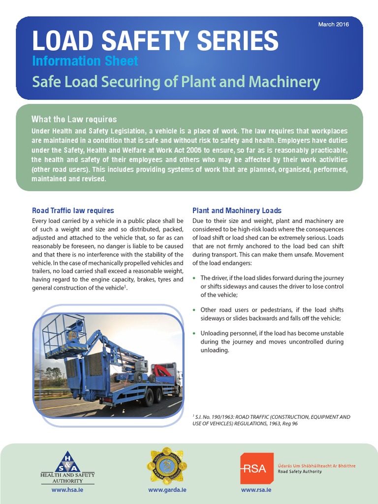 Safe Load Securing of Plant and Machinery | Download Free PDF | Trailer ...