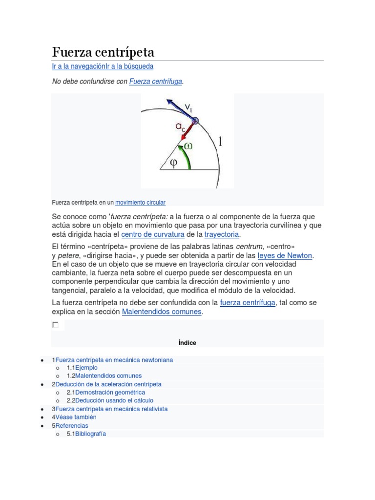 Fuerza Centrípeta: Definición y Cálculo | PDF | Metrología | Física