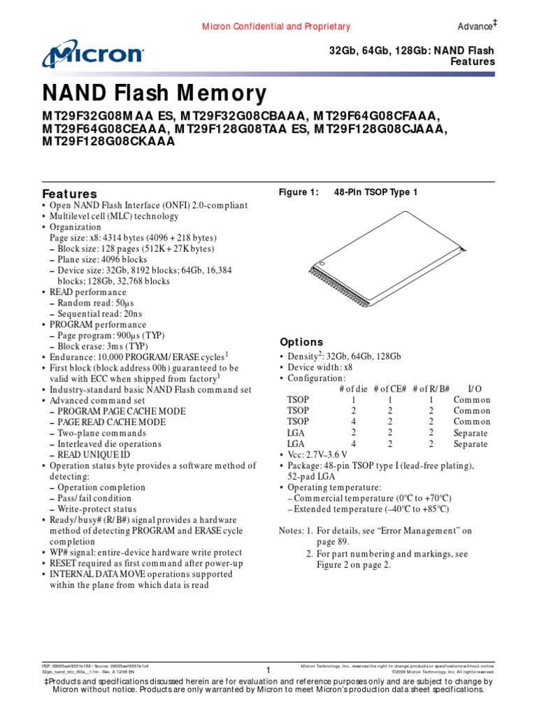 Nand Flash Datasheet | Download Free PDF | Flash Memory | Computer Engineering