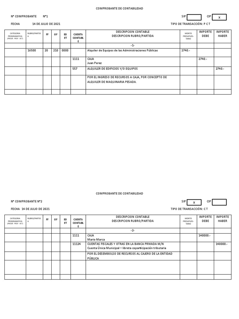 Comprobantes Contables Julio 2021 | PDF | Economias | Business