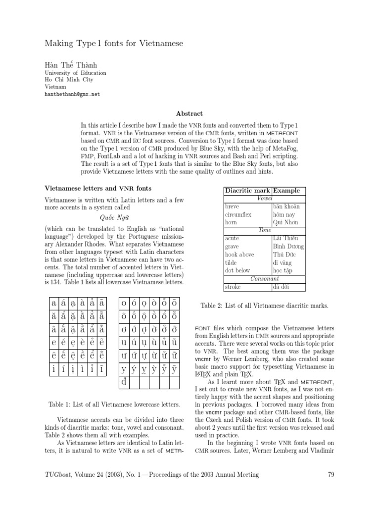 Making Type 1 Fonts For Vietnamese | PDF | Vietnamese Language | Te X
