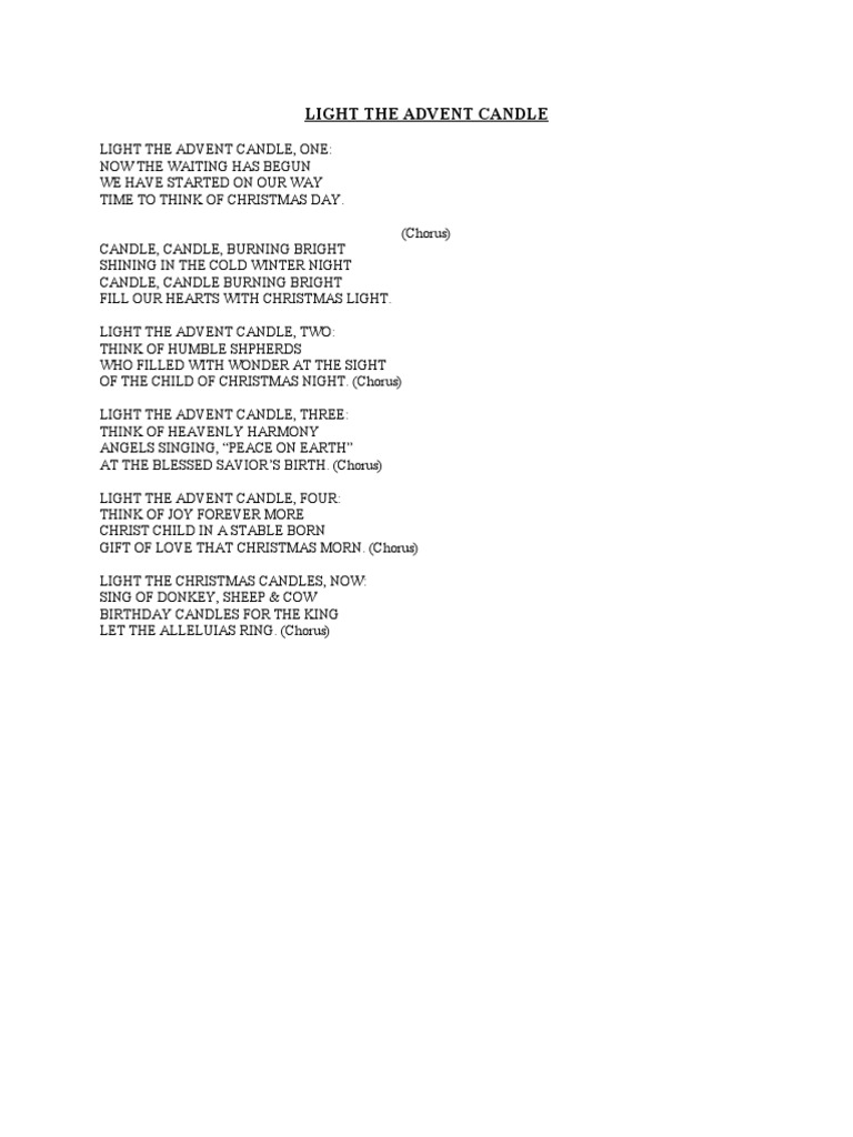 Light the Advent Candle Song | PDF | Poetry