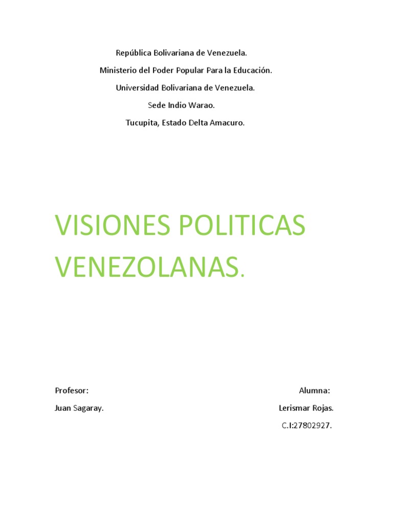 Trabajo de Visiones Politicas Venezolana. | PDF | Venezuela | América ...
