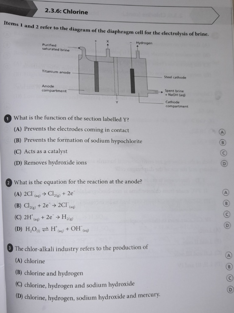 Unit 2 Mod 3 Chlor-Alkali Industry MCQ | PDF