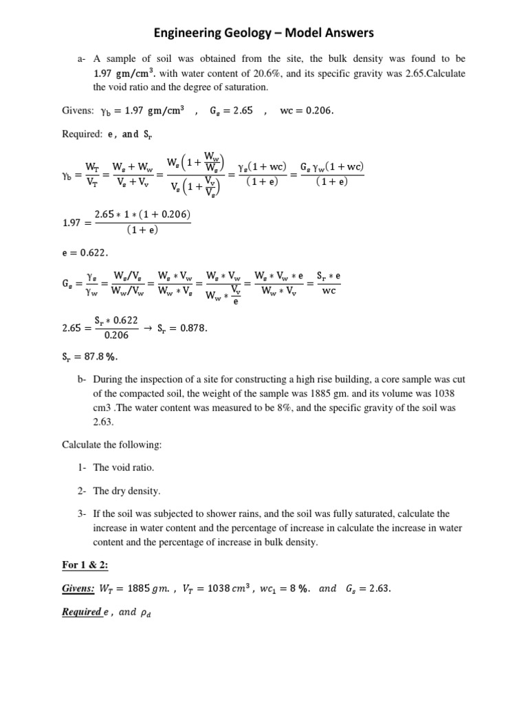 Engineering Geology - Model Answer | PDF