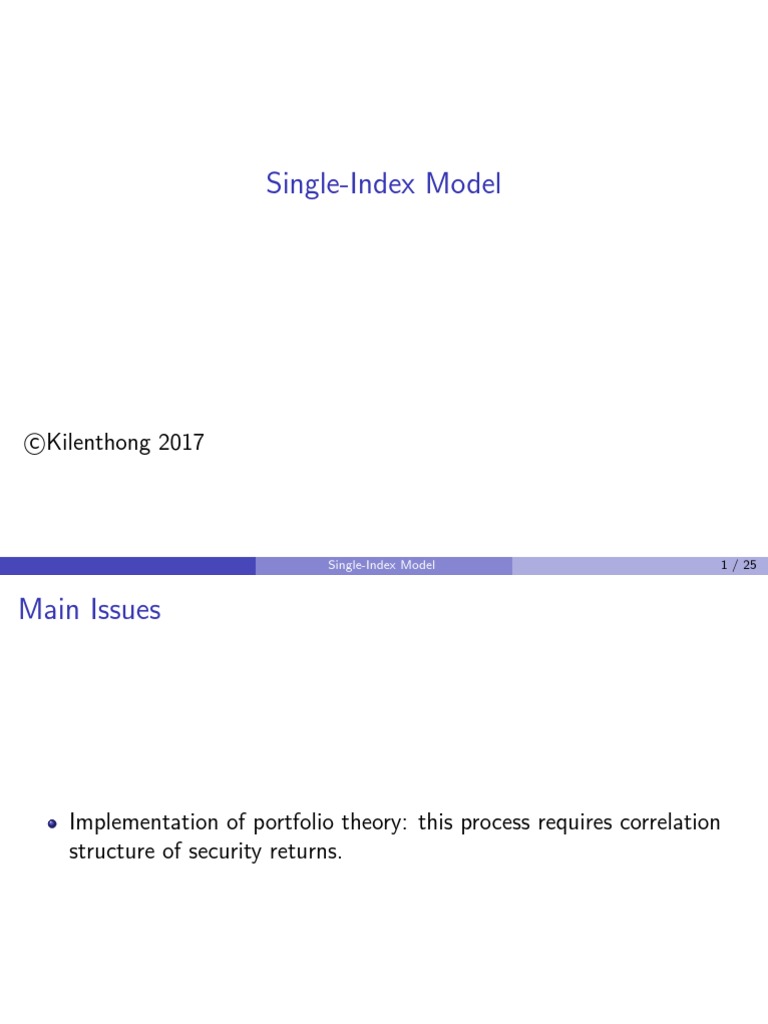 Single-Index Model: A Concise | PDF | Regression Analysis | Modern ...