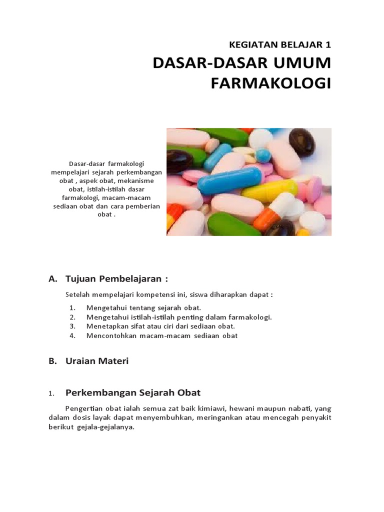 Dasar-Dasar Umum Farmakologi | PDF