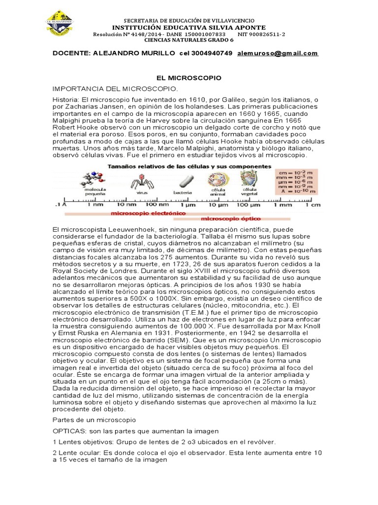 Biologia Sexto Guia 1 | PDF | Microscopio | Electromagnetismo